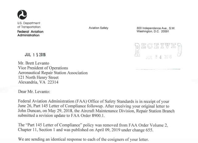 FAA Reports “Letter of Compliance” Elimination | Aviation Maintenance ...
